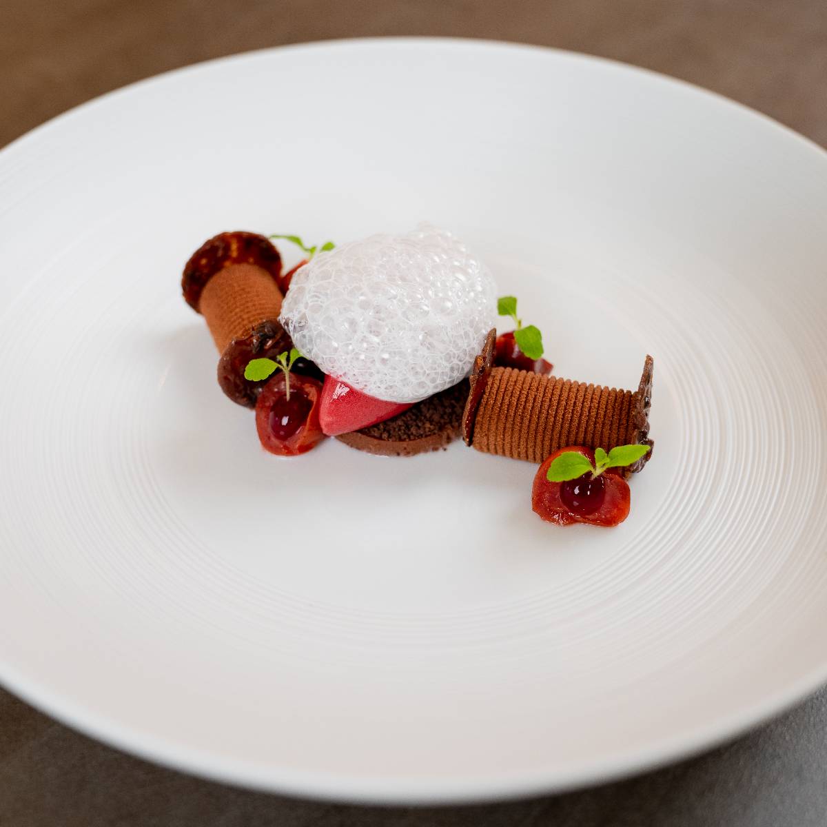 Signature Dish: Chocolate Mousse | Sour Cherry | Tonka Bean
